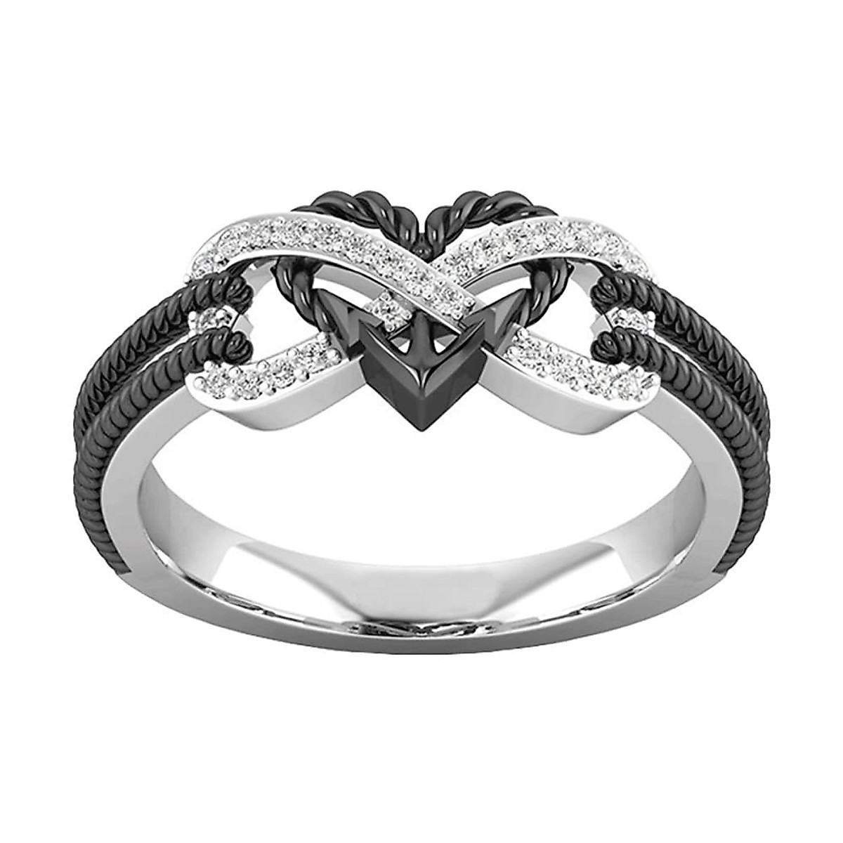Infinite Love Heart Shaped Ring Set for Her and Him Silver Celtic Dragon Ring Matching Lover Couple Rings for Wedding Bands Anniversary Engagement Promise Rings Bridal Sets