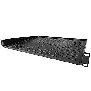 AxcessAbles 1U Vented AV Cantilever Rack Shelf for 19 Inch Equipment Rack & IT Cabinets. 10 Inches Deep No Lips. 44lb Capacity (2 Pack)