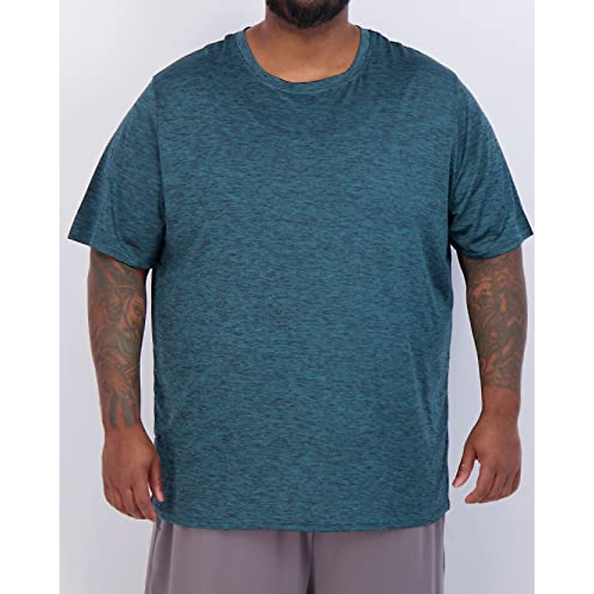 3 Pack: Men’s Big and Tall Tech Stretch Short Sleeve Crew Quick Dry Fit T-Shirt Wicking Active Athletic Gym Top Size Clothes Lounge Sleep Running Essentials Basketball Workout Tee- Set 9, 4XLT