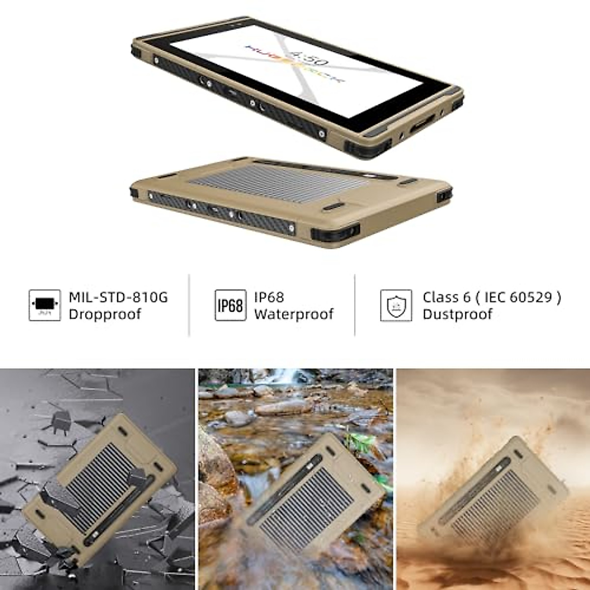 Hugerock X7 Rugged Tablet 7 inch, 2600nit Sunlight Readable, 8+128GB ...