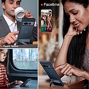 TORRAS MarsClimber for Google Pixel 7 Pro Case 6.7'' [8FT Military-Grade Drop Protection] [3 Stand Ways Slim Kickstand] Translucent Matte Protective Phone Cases for Google Pixel 7 Pro, Black