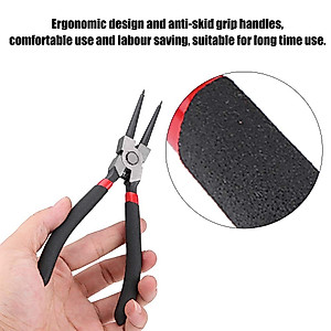 Snap Ring Pliers Set, 4-Piece Heavy Duty Circlip Pliers Set 7-inch Internal/External Circlip Pliers Kit with Straight/Bent Jaw for Ring Remover Retaining and Remove Hoses