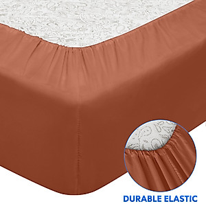 HOMEIDEAS 6 Pieces Lightweight Easy Care Microfiber Bed Sheets Set(Queen, Terracotta), Super Soft & Fade Resistant, 15 inches Deep Pocket 1800 Thread Count Bedding