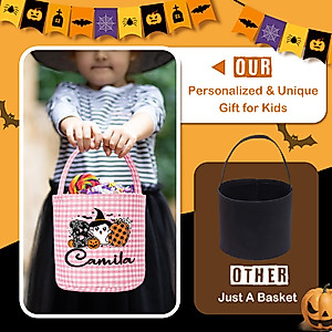 Fasinheaco Personalized Halloween Basket - Monogrammed with Name,Pumpkin,Custom Trick or Treat Bucket,Halloween Gifts Basket,Candy Bags for Halloween Party Favor