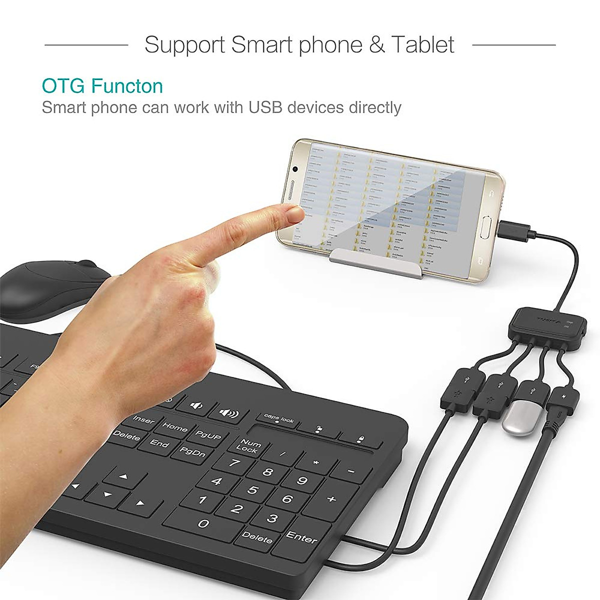 TUSITA Micro USB HUB Adaptor with Power, 3-Port Charging OTG Host Cable Cord Adapter Compatible with Raspberry Pi 2 3 Pi Zero Android Smart Phone Tablet Samsung Galaxy HTC Sony Google LG/Linux