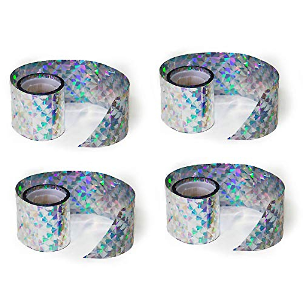 Bird Deterrent Scare Tape​ Reflective Repellent 50 feet Long - Holographic pest Control Products Mylar roll Effective for Pigeon,Grackle,Woodpecker,Goose,Duck,Crow,2 inch x 200 feet(Pack 4 x 50 feet)