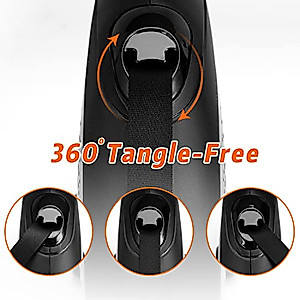 26 FT Retractable Dog Leash, EC.TEAK Retractable Leash with Dispenser and 3 Pieces Poop Bags for Medium/Large Breed Up to 110 LBS, Black Large