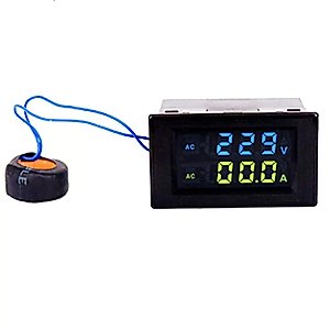 LCD Voltmeter, D85-2042A Double Digital Display LCD Voltmeter Ammeter AC80-500V Voltage Meter Current Meter Tester