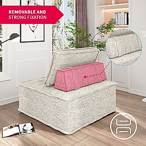 MUZZ Modular Convertible U/L Sectional Sofa, 7 Seater Sofa Couch with Soft Oversized Seat, Free Combination Armless Sectional Sofa for Living Room, Bedroom (Beige, 7PCS)