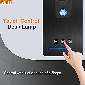GLITI LED Desk Lamp, Black Modern Table Lamp, Ideal Gift for Study, Office. Dimmable Desk Lamp for Work, Video Conferencing, Reading and Writing, Arts and Crafts, Nail Art.