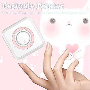 Instaproud - Portable Sticker Printer, Mini Printer Sticker Maker, Mini Pocket Thermal Printer, Mini Printer Portable Bluetooth-Compatible Photo Printer for Photos, Diaries, Memos (Pink(Set-5))