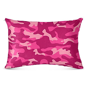 Pink Camo Pillowcase for Hair and Skin Body Pillow Cover Pillow Case Queen Size 20"X 30" Pillow Case Protector with Zipper for Body Pillows