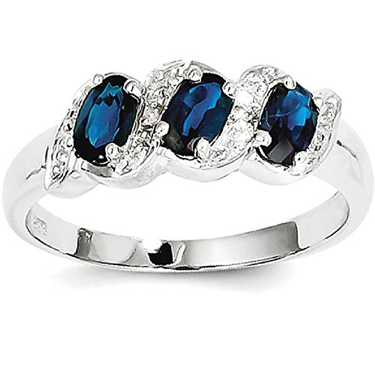 IceCarats 925 Sterling Silver Blue Sapphire Diamond Ring Gemstone Band Size 7.00