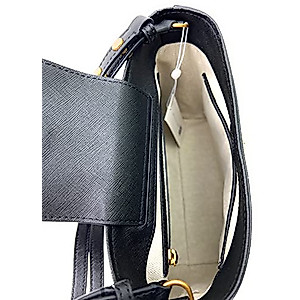 Tory Burch Emerson Womens Saffiano Leather Bucket Bag (Black)