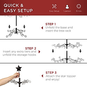 Best Choice Products 6ft Wrought Iron Ornament Display Christmas Tree w/Easy Assembly and Stand - Black