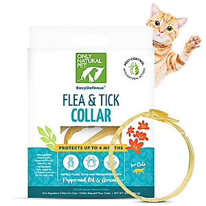 Only Natural Pet EasyDefense Flea & Tick Cat Collar - Feline Flea Collars Flea and Tick Control - Pet Flea Care That Protects up to 4 Months - for Cats (Single)