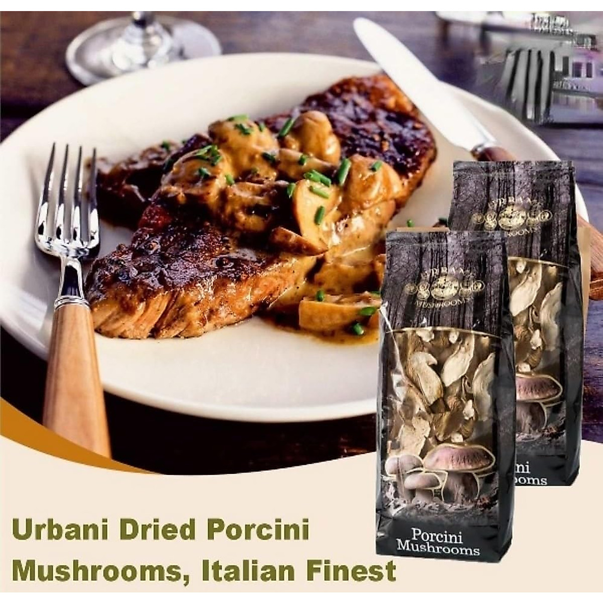 Urbani Truffles Dried Porcini Mushrooms for Cooking - AAA Grade Aromatic Wild Dried Mushrooms for Cooking Soups, Sauces, Pasta, and Risotto, Vegan, Pure & All-Natural, Easy to Rehydrate, 1 Lb. Pack