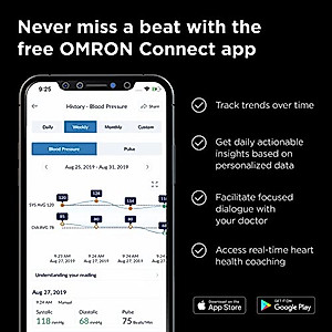 Omron Complete Wireless Upper Arm Blood Pressure Monitor + EKG; Measure Bp, EKG, Afib, Tachycardia, Bradycardia & Sinus Rhythm; Built-In Bluetooth Technology