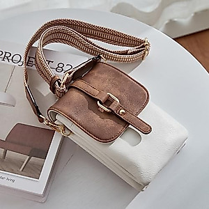 CLUCI Small Crossbody Bags for Women Leather Cell Phone Shoulder Purses Beige with Brown