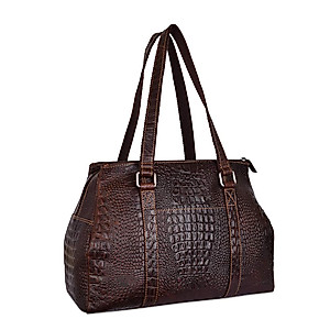 Jack Georges Hornback Croco Women's Satchel Handbag #HB815 (Brown)