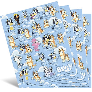 Bluey Paper Sticker Sheet Favors (Pack of 4) | Assorted Designs | Perfect for Kids' Party Decor & Creative Fun