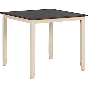 POCIYIHOME 5 Piece 5-Pc East-West Industrial 4 Excellent Chairs with Gray Cushion, Modern Kitchen Table Sets with Wood Legs for Dining Room, Retro Style, Brown+Cottage White