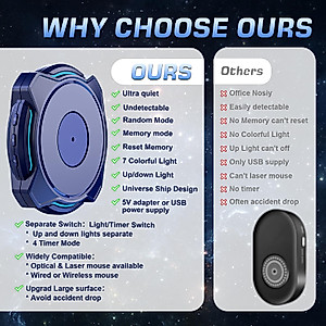 Mouse Jiggler,Undetectable Mouse Mover Device|Auto Clicker Mouse Wiggler with Timer, RGB Lights, ON/Off Switch, Driver-Free,Mover Simulator Random Turntable,Keep PC Screen Awake,Compatible All (Blue)