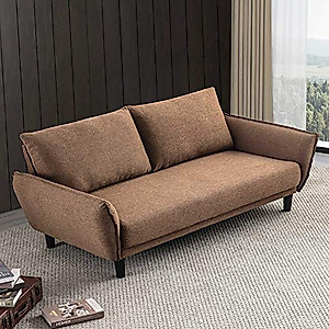 Mupple Loveseat Couch for Small Apartment with Two Loose Back Cushions and Comfortable Seat Cushion (Brown)