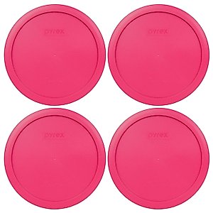 Pyrex 7402-PC 7-Cup Fuchsia Pink Plastic Food Storage Lid, Made in USA - 4 Pack