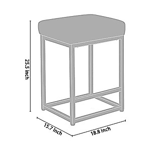CangLong 24" Bar Stool Counter Height Bar Stools with Footrest Faux Leather Backless Kitchen Dining Cafe Chair with Sturdy Metal Steel Frame Base for Indoor Outdoor,Set of 2,Light Grey