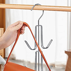 2Pack Purse Organizer for Closet Purse Hanger, Metal Bag Hanger Purse Hanger Closet, Closet Purse Organizer Men's Ties, Women's Shawls, Backpacks, Belts, Accessories, Clothes (Silver)