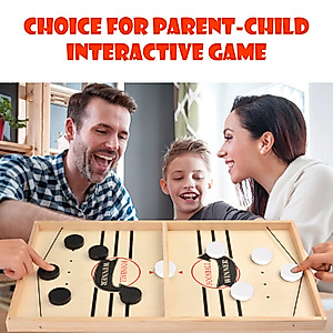 JANDANT Large Size Fast Sling Puck Game 22 Inch Slingshot Board Games Foosball Super Winner Wooden Hockey Board Game for Adult and Kids, 2 Players