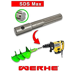 WERHE Profi Adapter for Earth Drill suitable for SDS Max Drilling Machine - For auger drill and SDS impact hammer Drill machine - Soil Drill Adapter for drills with Ø 1,6" 2,4" 3,15" 3,9" 4,7" 5,9"