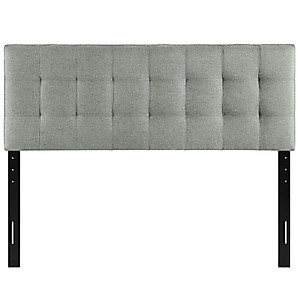 Modway AMZ-5041 Lily Tufted Linen Fabric Upholstered Queen Headboard in Gray