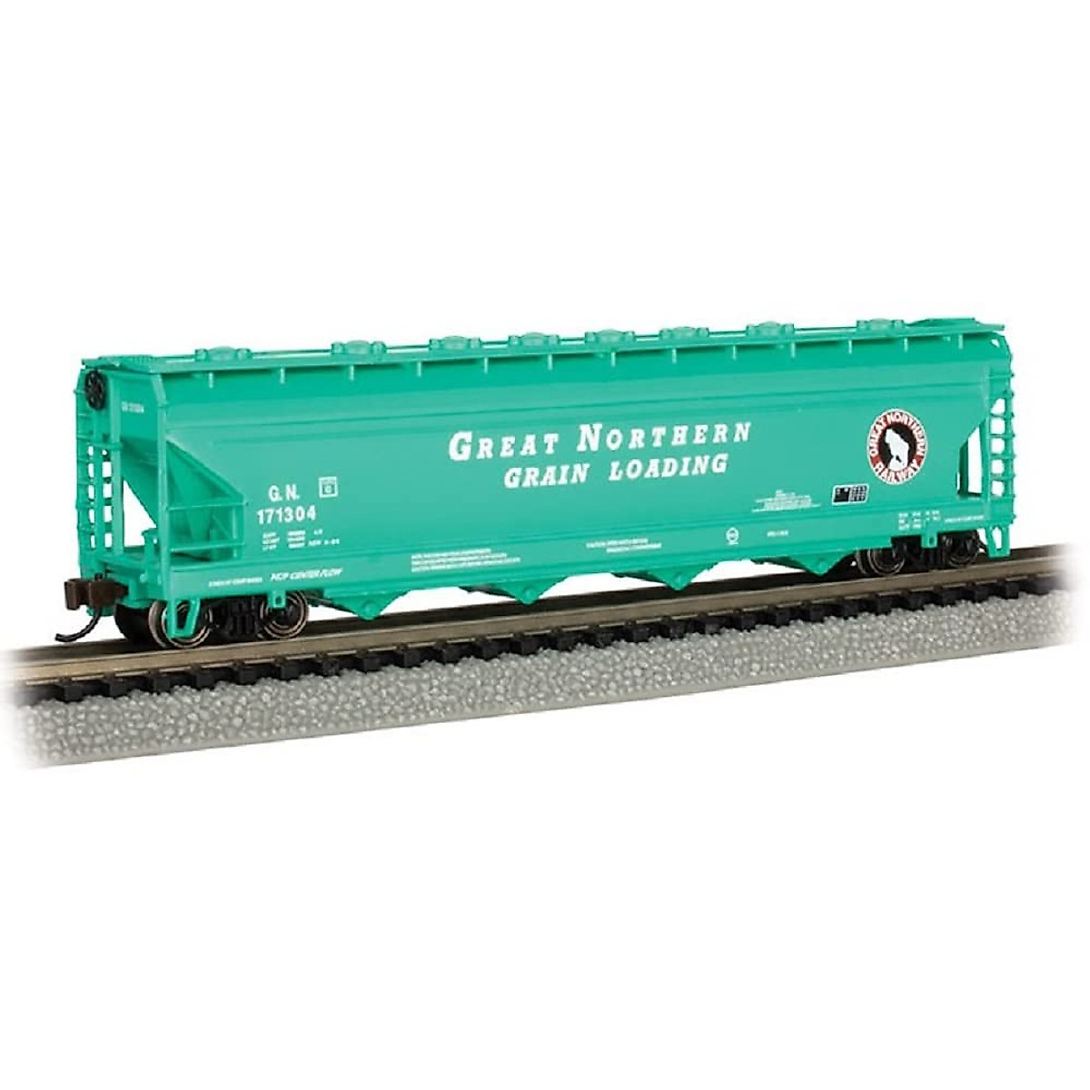 Bachmann Trains - ACF 56' 4-Bay Center-Flow Hopper - Great Northern #171304 - Glacier Green - N Scale