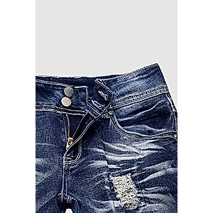 Flamingals Distressed Jeans for Women Mid Waist Ripped Flare Jeans Denim Pants 2023 Trendy Mid Blue L