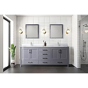 Bell+Modern Big Sur 80 in. W x 22 in. D Dark Grey Double Bath Vanity and White Quartz Top
