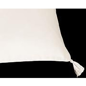 Saffron Floor Cushion Cover - Decorative Square Pillowcase White 32x32 inch (80x80 cm) Cotton with Tassels Removable COVER, Insert not included