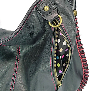 Chala Handbag Charming Hobo DADA PANDA Black Vegan Leather Soft nice gift