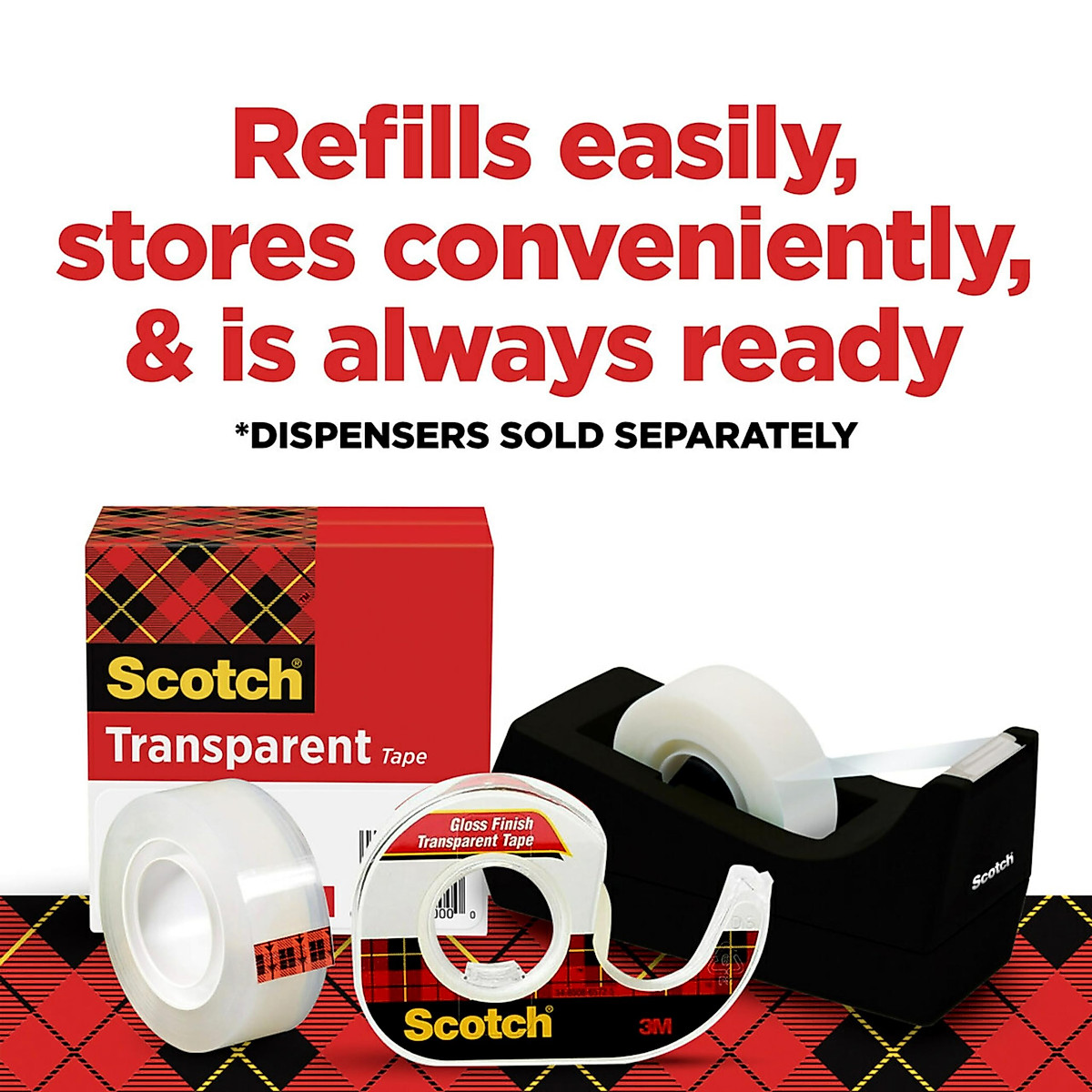 Scotch Transparent Tape, 1/2 in x 1296 in, 2 Boxes/Pack (600)