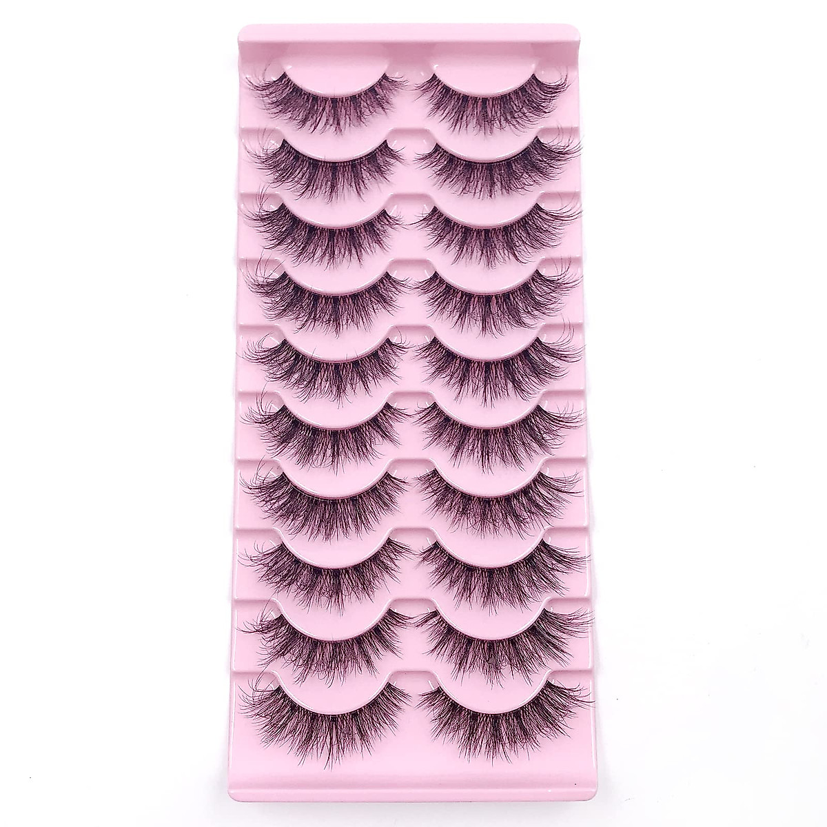 IFLOVEDEKD 10 Pairs 100% Handmade Fake Lashes Clear Band Fake Eyelashes 3D Wispy Lashes Fluffy Eye Lashes Natural Look Reusable Lashes Short Natural False Lashes Soft Mink Lashes Fluffy