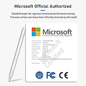 Pen for Surface - Stylus Pen for Microsoft Surface Pro 9/8/X/7/6/5/4/3/Surface 3/go/go 2/go 3/Book/Laptop/Studio - Palm Rejection Pencil for Windows, HP, ASUS - Silver