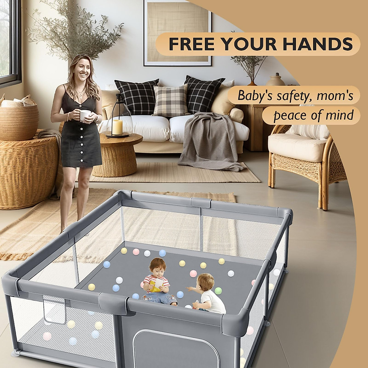 Baby Pack N Play Playards Safe Gate Free Moms Hand and Attention