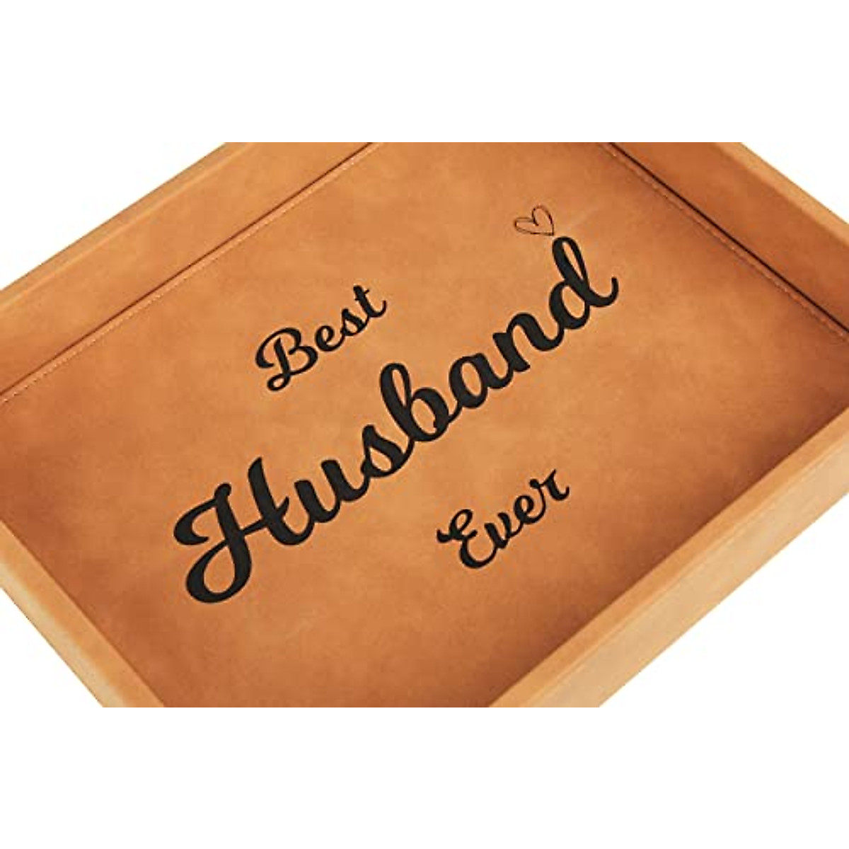 HofferRuffer Faux Leather Jewelry Tray Gifts for Husband, Valet Tray Storage Vanity Tray Desktop Organizer Holder for Storing Jewelry, Keys, Change, Wallet, Phone, Glasses (Best Husband Ever)