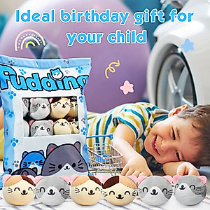 Civaner Cat Plush Pillow Gift Throw Pillow Removable with 8 Little Cat Dolls Removable Stuffed Toys Cotton Cute Kitten Stuffed for Girls Valentine(Kitten)