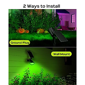 JACKYLED Solar Spot Lights Outdoor, Color Changing Spotlight RGB Landscape Spotlights Waterproof, Solar Lights for Yard/Garden/Walkway/Christmas, 6 Modes Auto On/Off 2 Pack