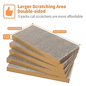AGYM Cat Scratcher Cardboard Box for Indoor Cats 5 Packs in 1, Cat Scratching Pad Cardboard Box for Indoor Cats and Kitten, Large Size Cat Scratch Pad Board Easy for Cats to Scratch