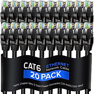 Maximm Cat 6 Ethernet Cable 6 Ft, 100% Pure Copper, Cat6 Cable (10 Pack) LAN Cable, Internet Cable, Patch Cable and Network Cable - UTP (Black) 6 Feet