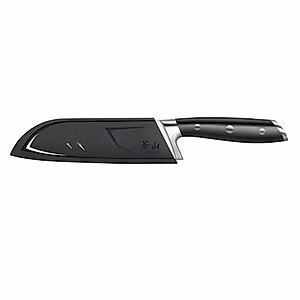 Cangshan ALPS Series 502742 German Steel Forged 7-inch Santoku Knife with Sheath, Black
