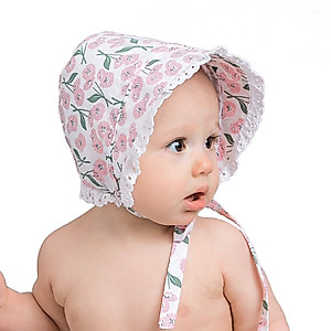 Huggalugs Baby & Toddler Girls Blush Poppy Flower Bonnet UPF25+ 6-12